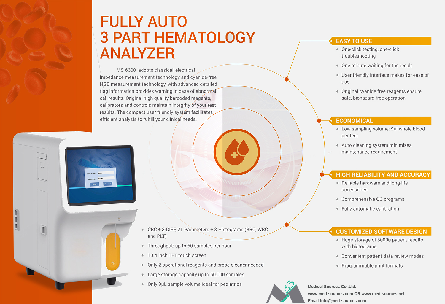 MS-6300 Auto 3-Part Hematology Analyzer - Buy Hematology Analyzer, Blood Analyzer, 3 Part Blood ...